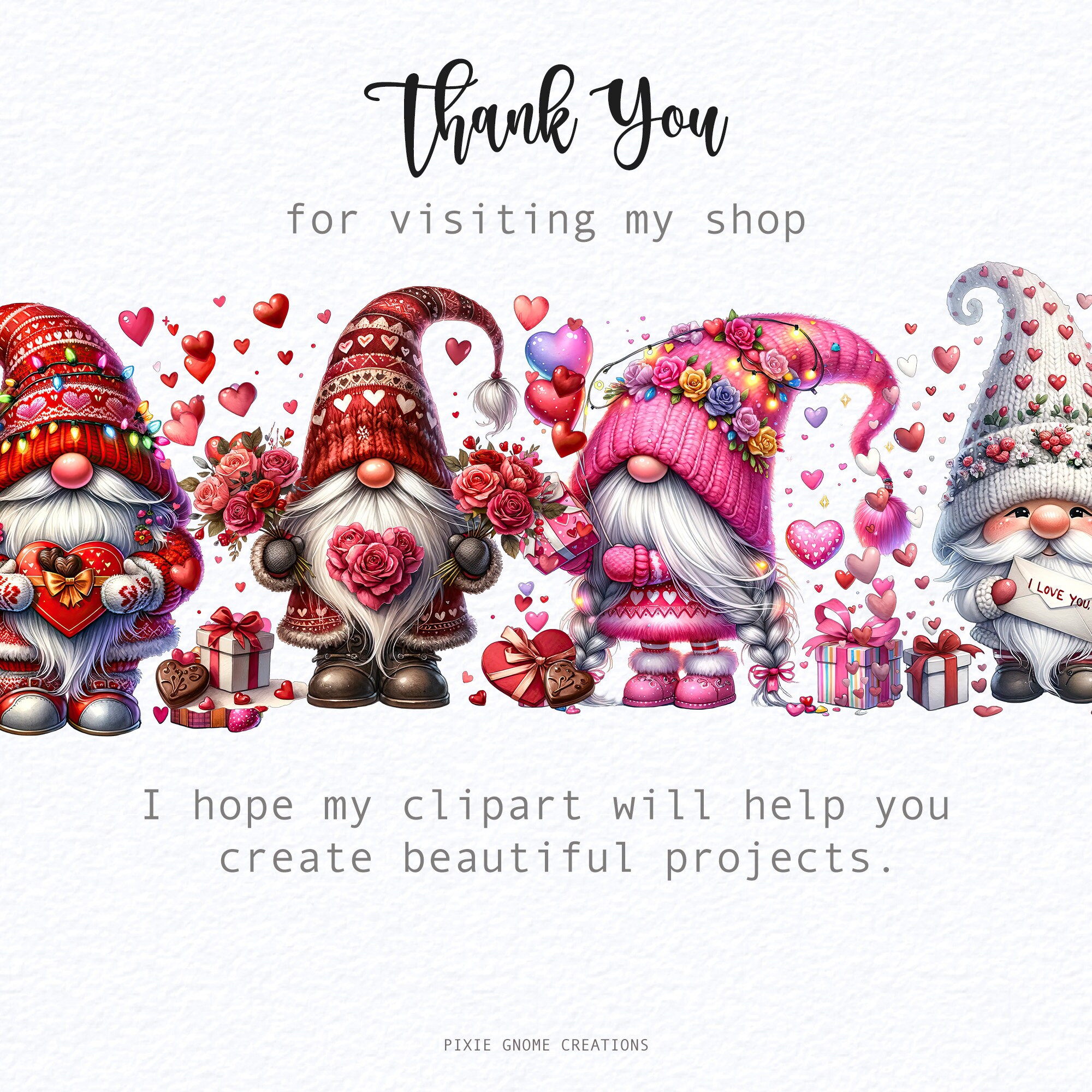 Watercolor Valentines Gnomes Clipart, Valentines Day Clipart Bundle ...