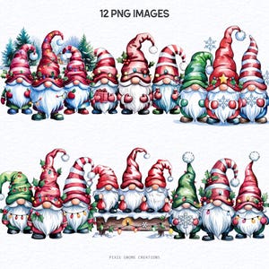 Watercolor Christmas Gnome Clipart PNG Bundle, Santa Claus Christmas ...