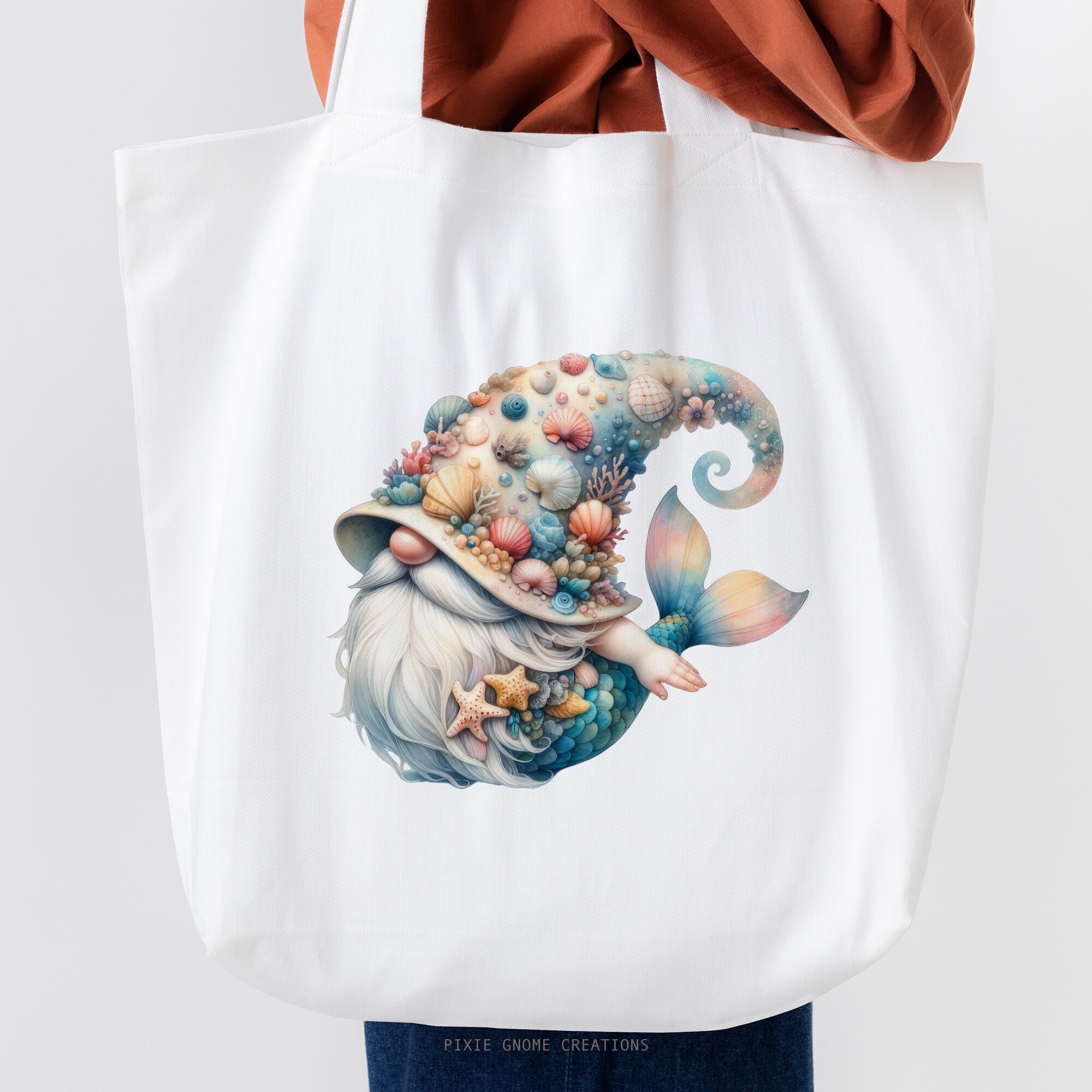 Watercolor Mermaid Gnome Clipart Bundles, Cute Fairytale Clipart ...