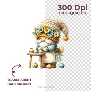 Watercolor Gnome Pastry Chef Clipart, Chef Gnome Clipart, Baked With ...