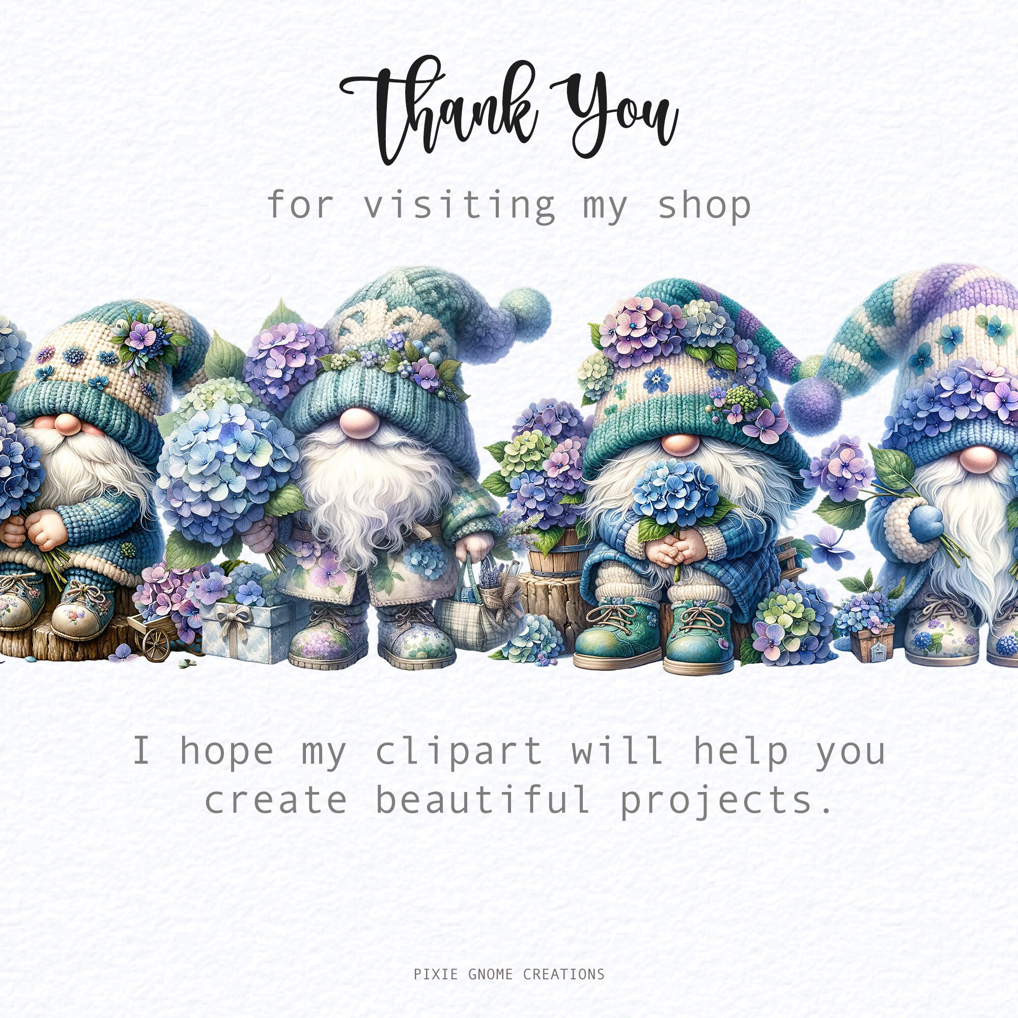 Watercolor Hydrangeas Gnomes Png, Cute Floral Gnome, Valentines Gnomes ...
