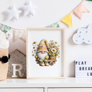 Watercolor Wildflower Bumble Bee Gnome Clipart Bundle Png, Garden ...