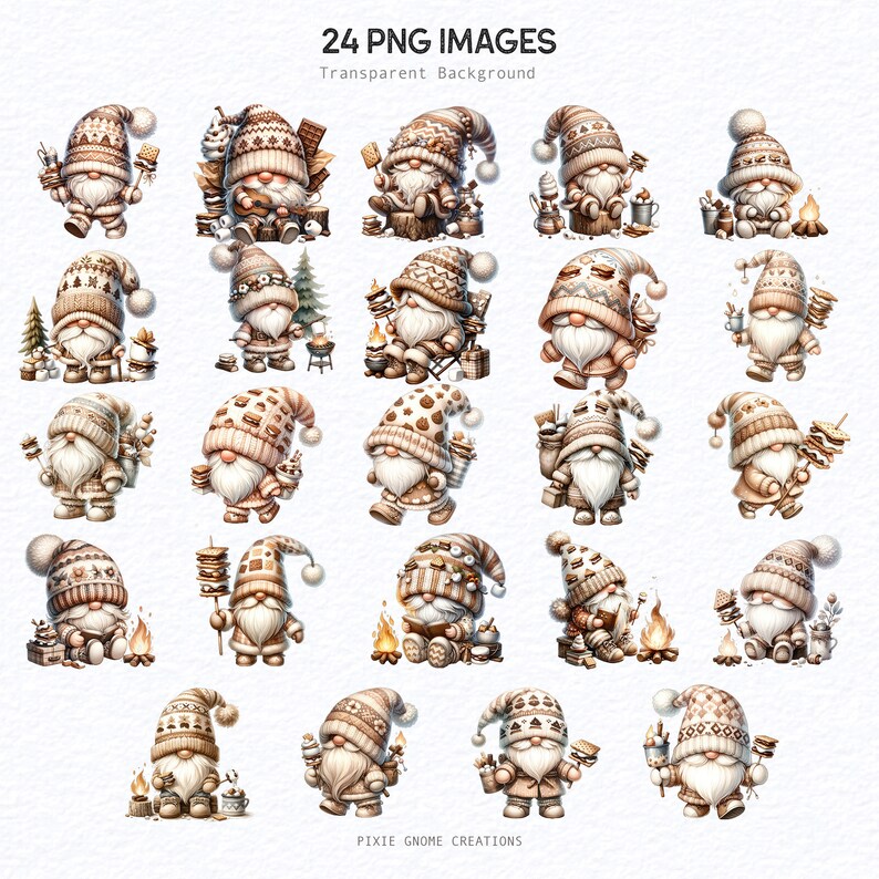 Watercolor Smores Gnome Clipart Bundle Png, Let's Get Toasted, Camping ...
