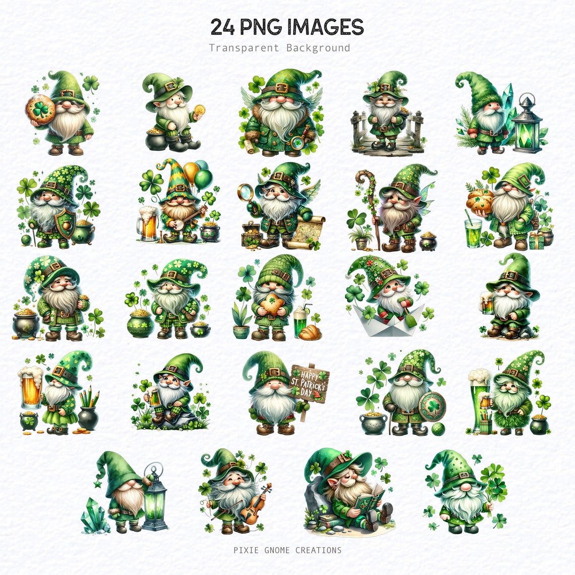 St Patricks Day Gnomes Png, Cute Gnomes Clipart, Patrick Day Watercolor ...