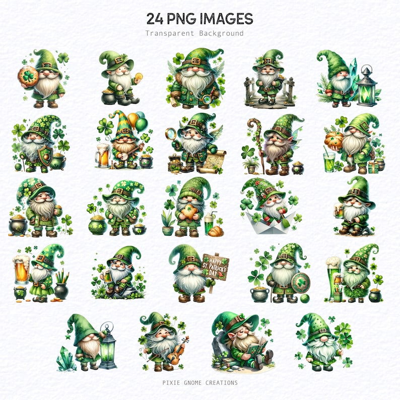 St Patricks Day Gnomes Png, Cute Gnomes Clipart, Patrick Day Watercolor ...