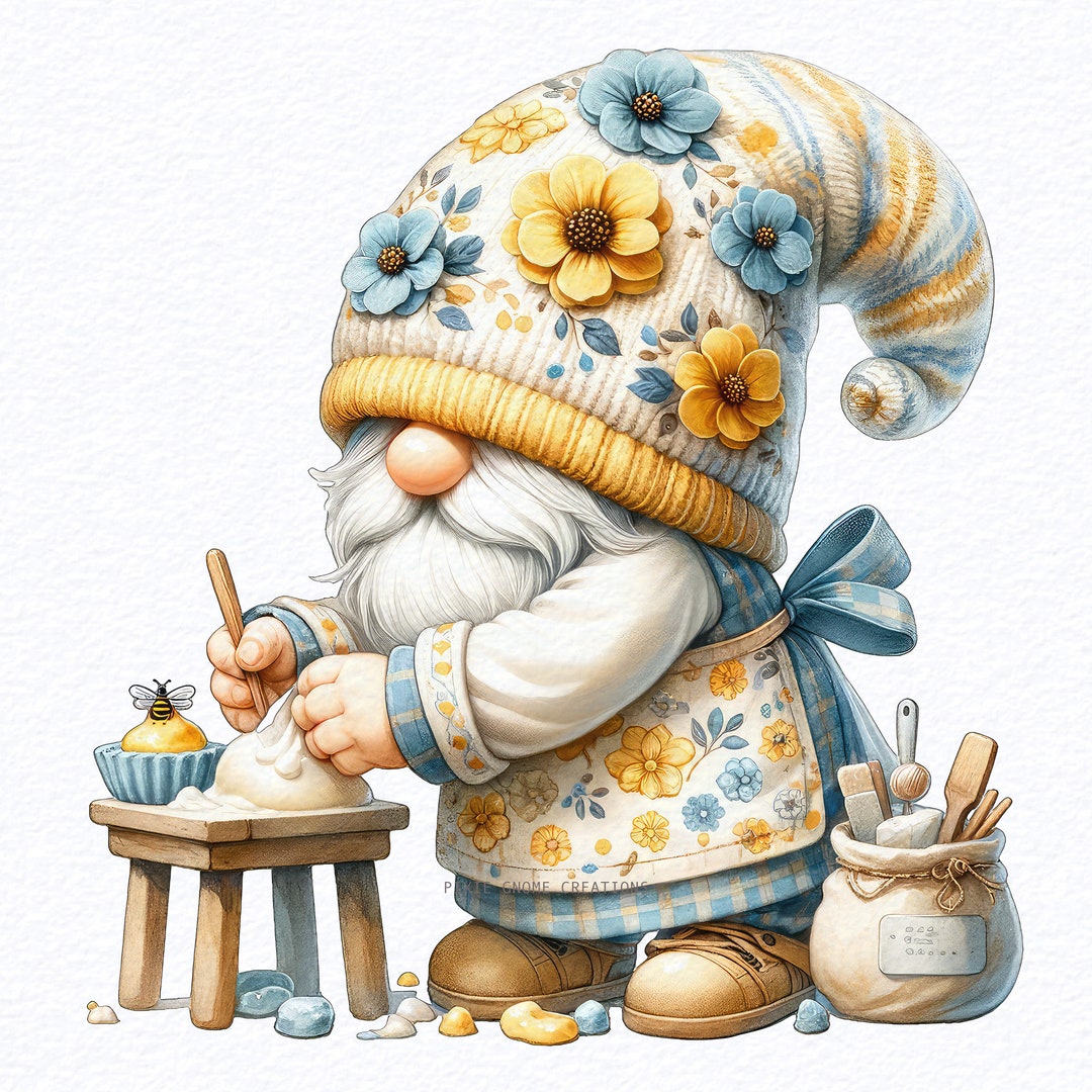 Watercolor Gnome Pastry Chef Clipart, Chef Gnome Clipart, Baked With ...