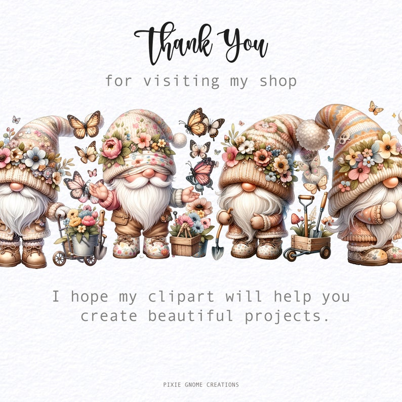 Watercolor Garden Gnome Clipart PNG Clipart Bundle, Gnome With Flowers ...