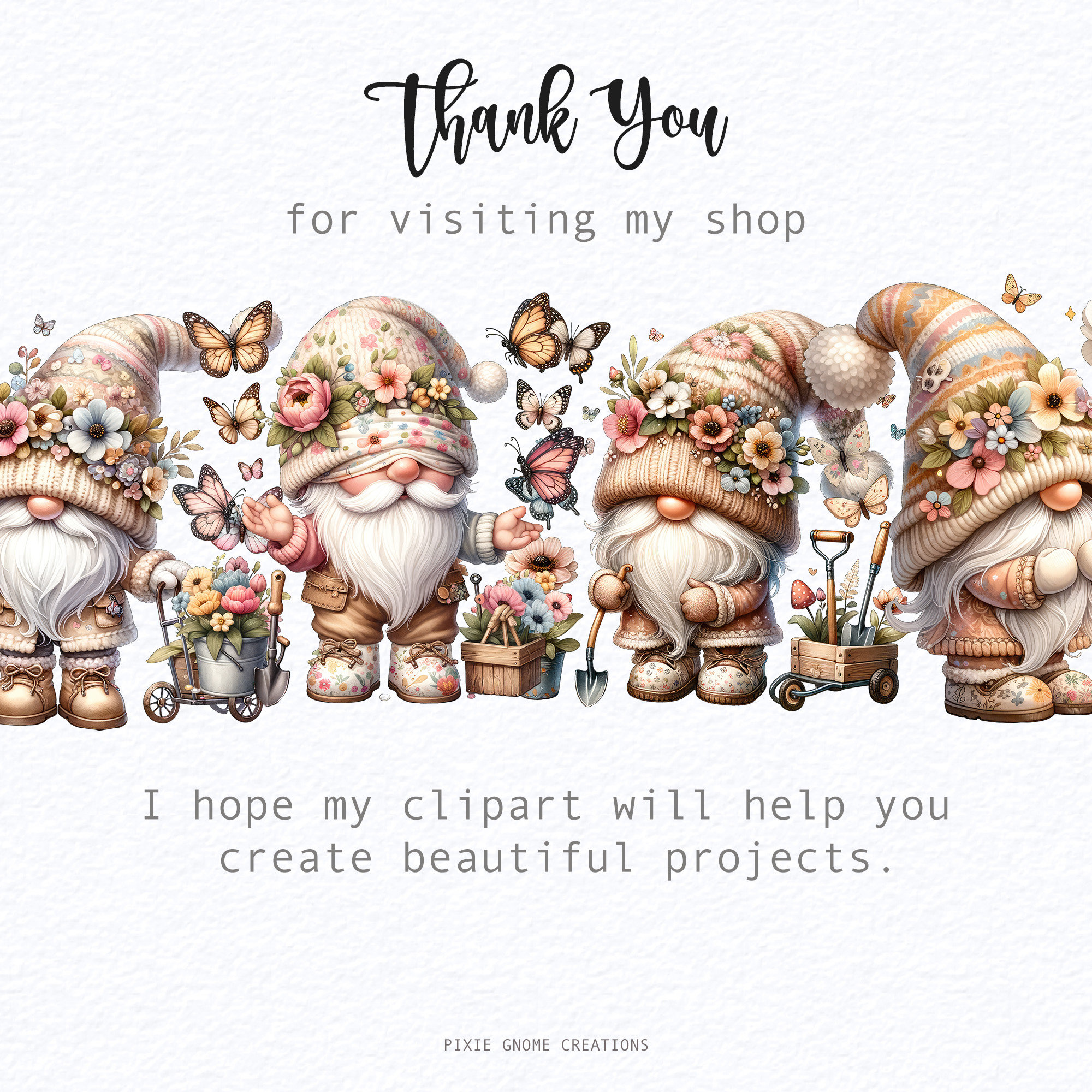 Watercolor Garden Gnome Clipart PNG Clipart Bundle, Gnome With Flowers ...