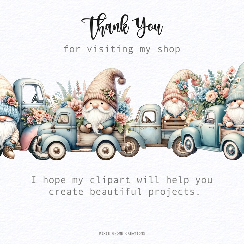 Watercolor Retro Truck Gnome Clipart PNG Bundle, Garden Gnome With ...