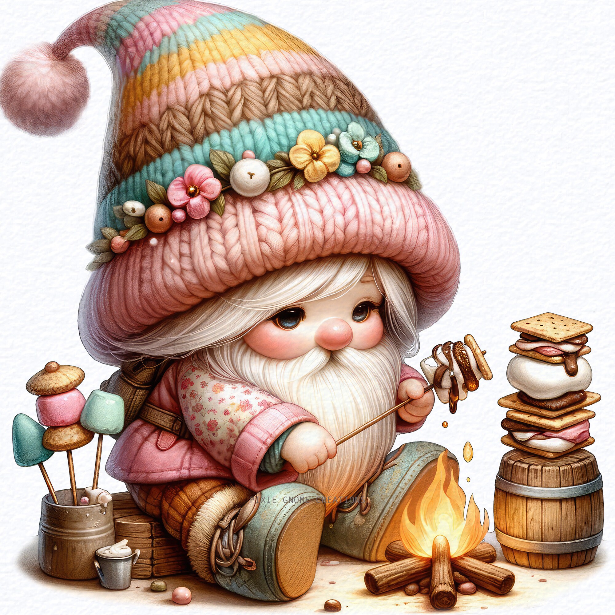 Watercolor Smores Gnome Clipart Bundle Png, Let's Get Toasted, Camping ...