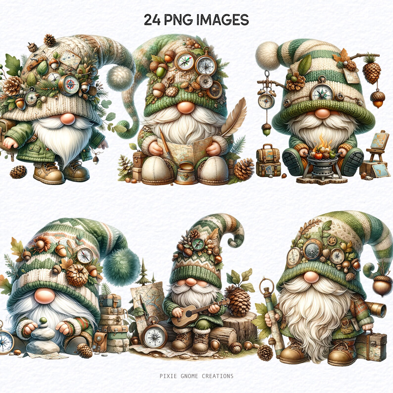 Watercolor Camping Gnome Clipart Bundle Png, Fall Gnomes, Camp Fire ...