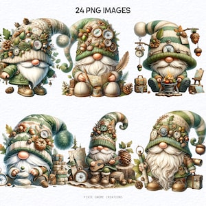 Watercolor Camping Gnome Clipart Bundle Png, Fall Gnomes, Camp Fire, Hiking Gnome, Gnome Lovers ...