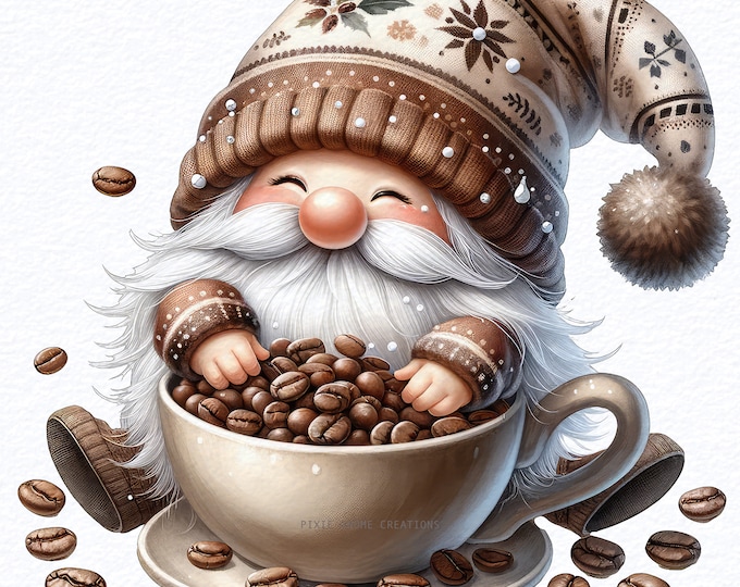 Cute Coffee Gnomes Clipart Bundle Coffee Graphics Gnomes Creative Gift ...