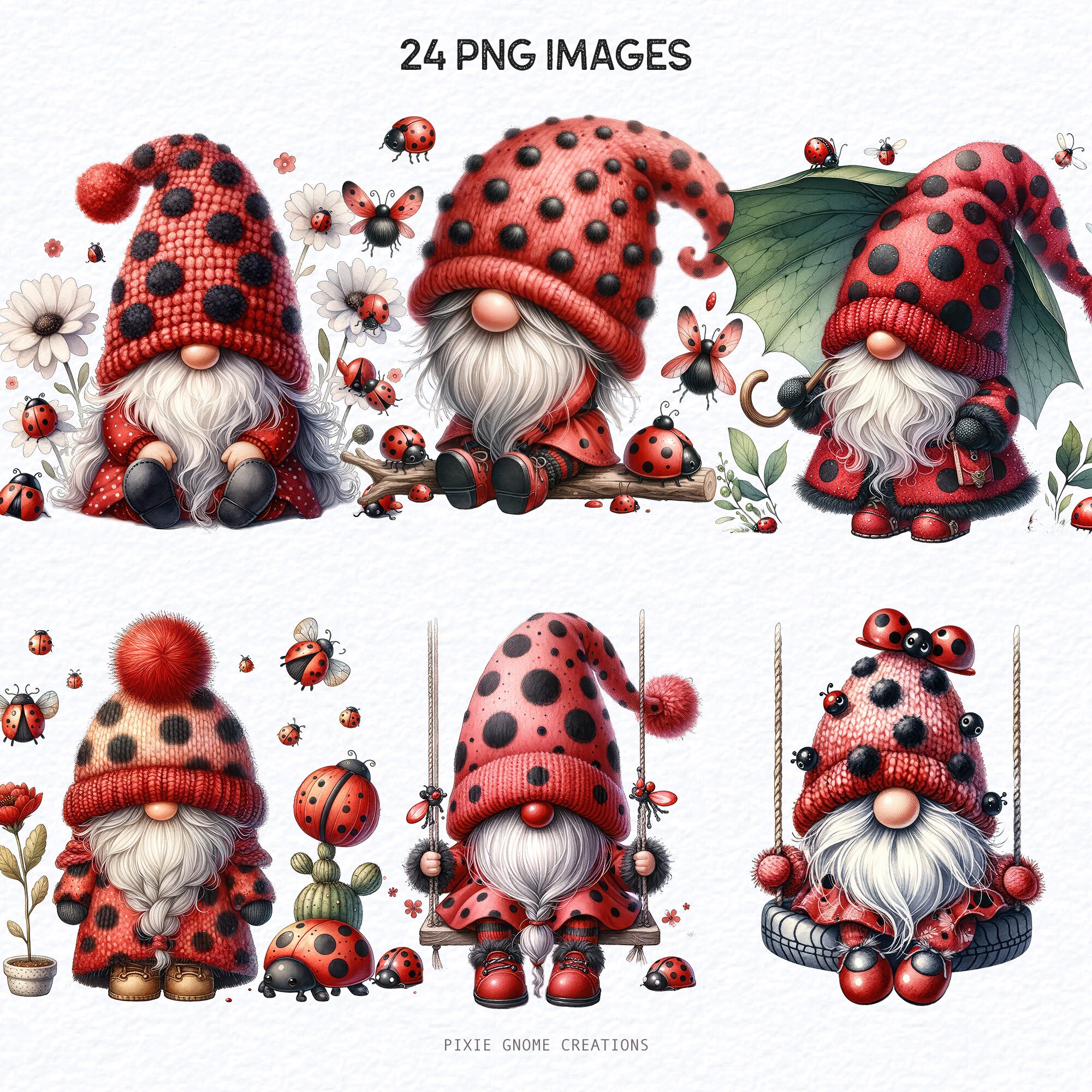 Watercolor Miraculous Ladybug Gnome PNG Clipart Bundle, Miraculous ...
