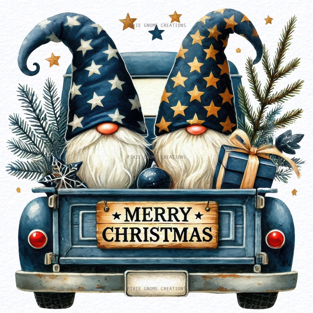 Watercolor Christmas Blue Gnome Clipart Bundle Png, Winter Gnome ...