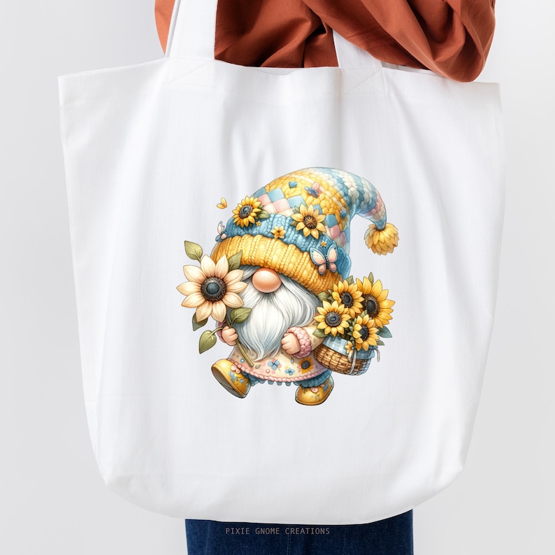 Watercolor Sunflowers Gnome Clipart Bundle Png, Garden Clipart, Spring ...