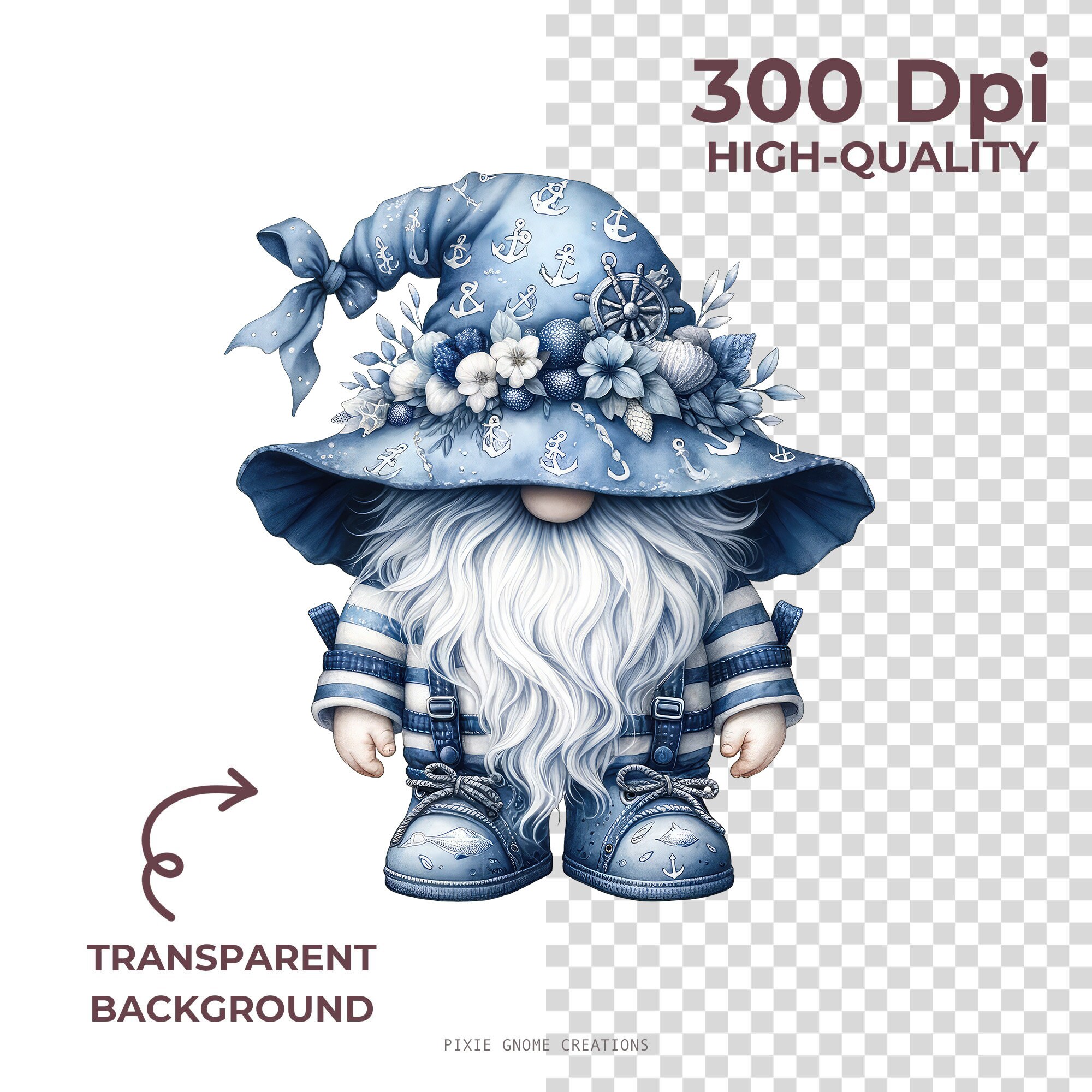 Watercolor Nautical Gnome Clipart Bundle Png, Fisherman Gnome, Fly ...