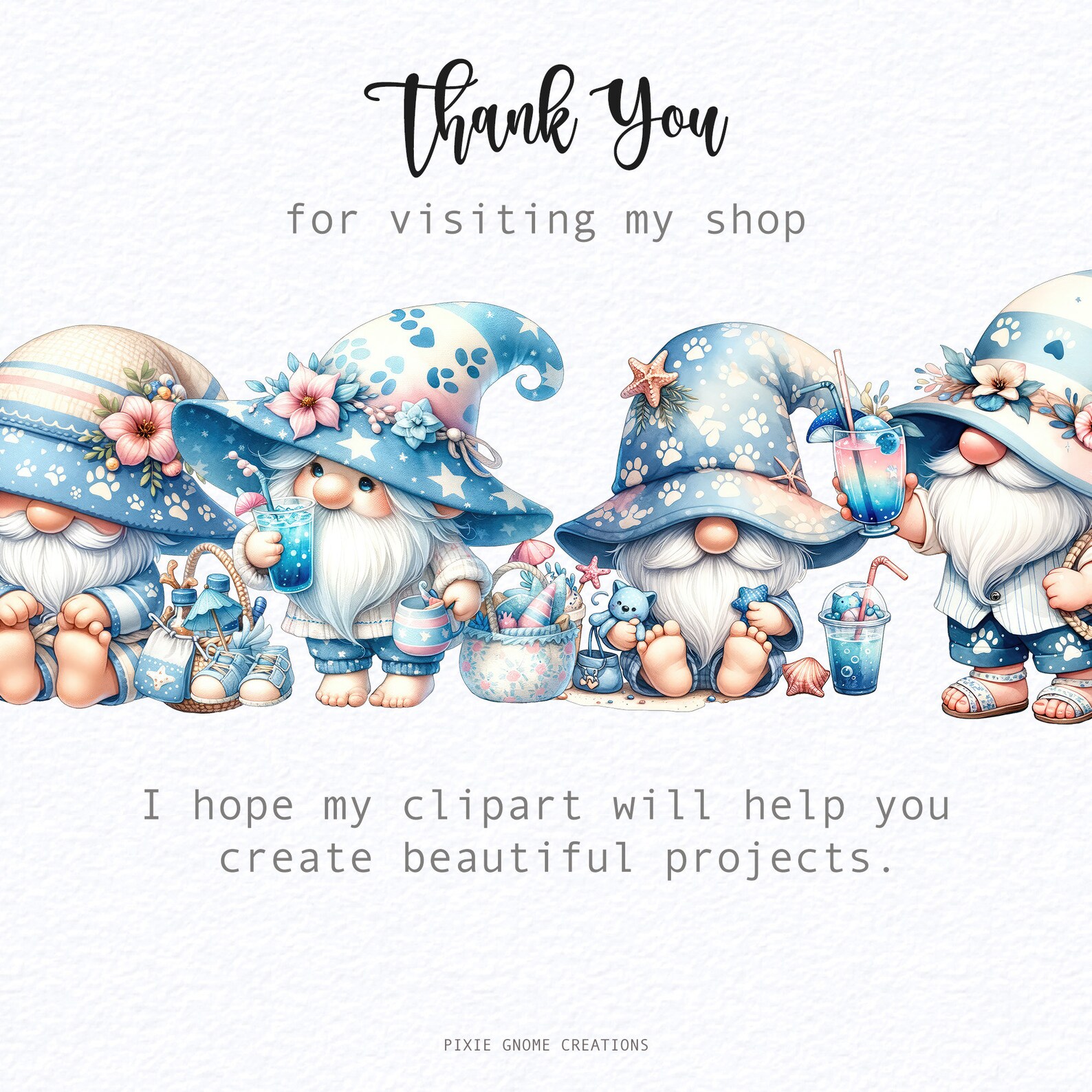 Watercolor Summer Beach Gnome Clipart Bundle Png, Seashell Starfish ...