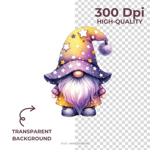 Watercolor Fortune Teller Gnome Clipart PNG Bundle, Witches Fortune ...