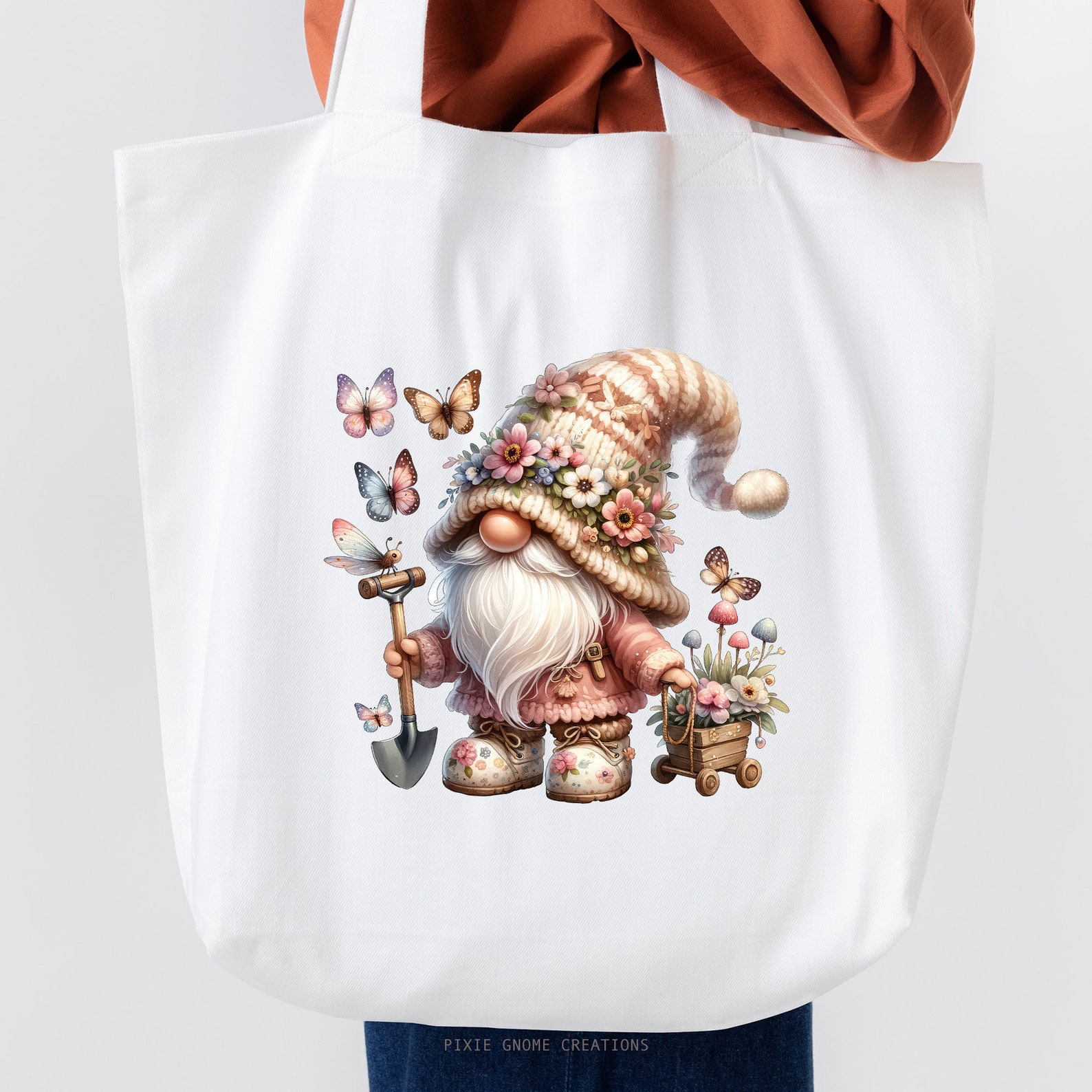 Watercolor Garden Gnome Clipart PNG Clipart Bundle, Gnome With Flowers ...