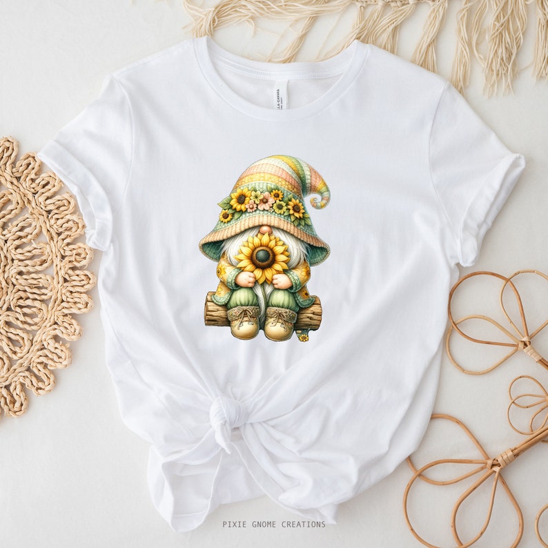 Watercolor Sunflowers Gnome Clipart Bundle Png, Garden Clipart, Spring ...