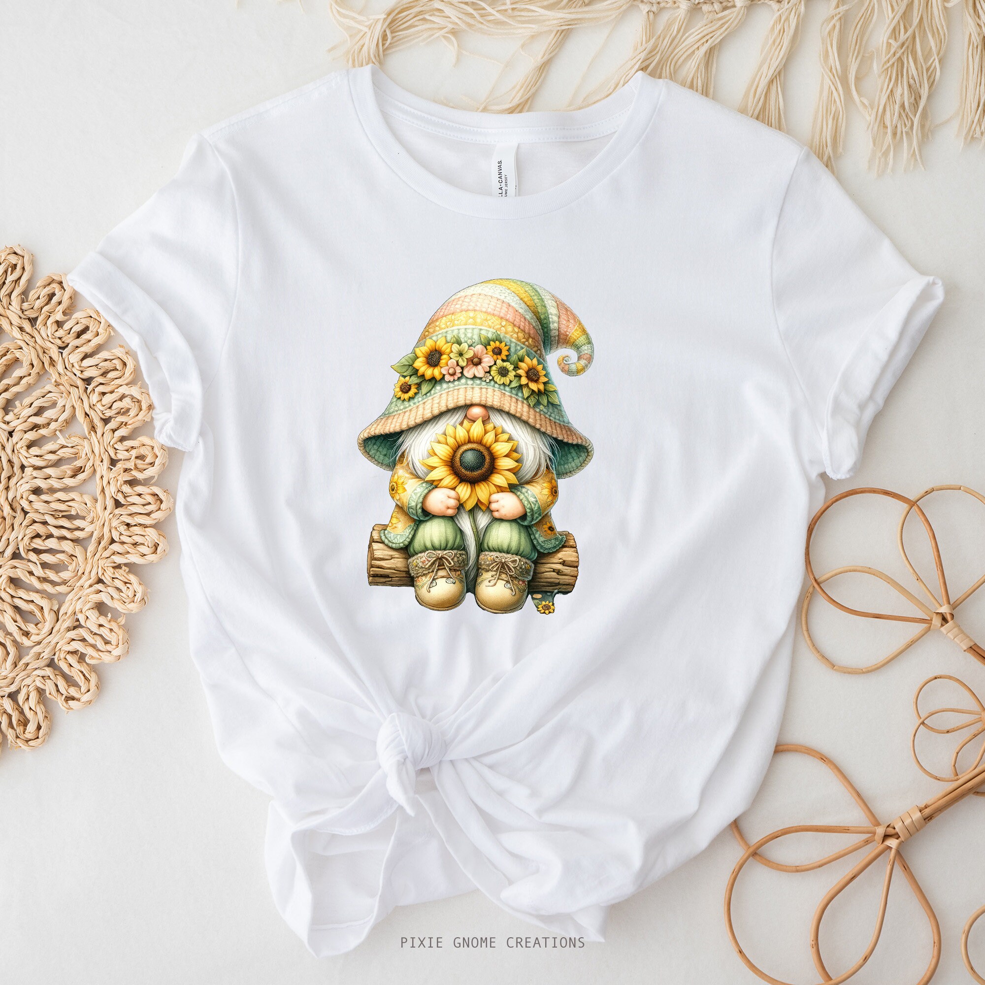 Watercolor Sunflowers Gnome Clipart Bundle Png, Garden Clipart, Spring ...