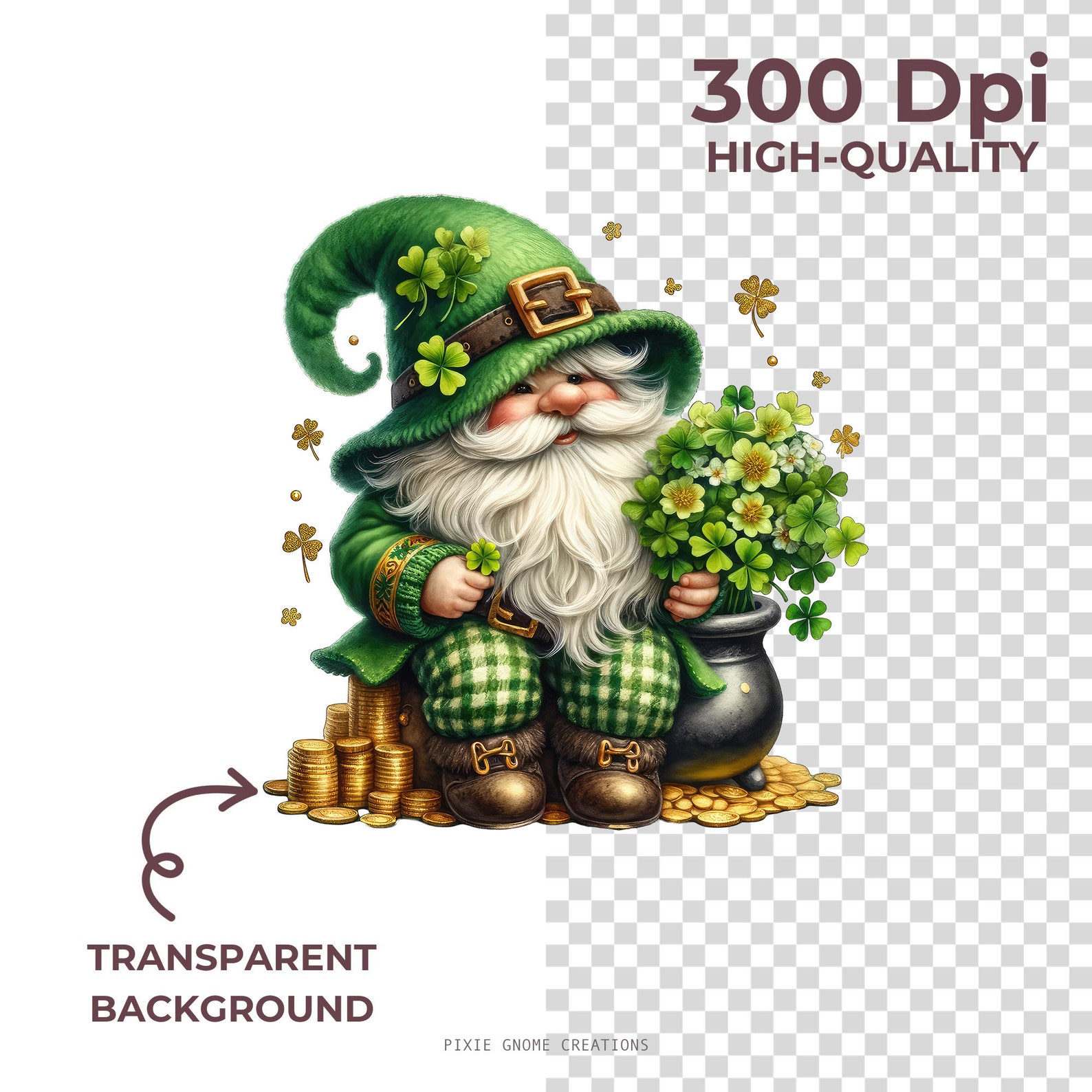 Watercolor St Patricks Day Gnomes Png, Cute Gnomes Clipart, Patrick Day ...