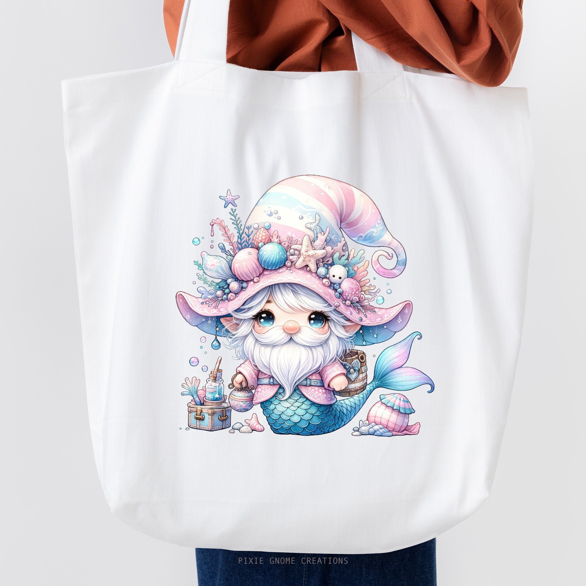 Watercolor Mermaid Gnome Clipart Bundles, Cute Fairytale Clipart ...