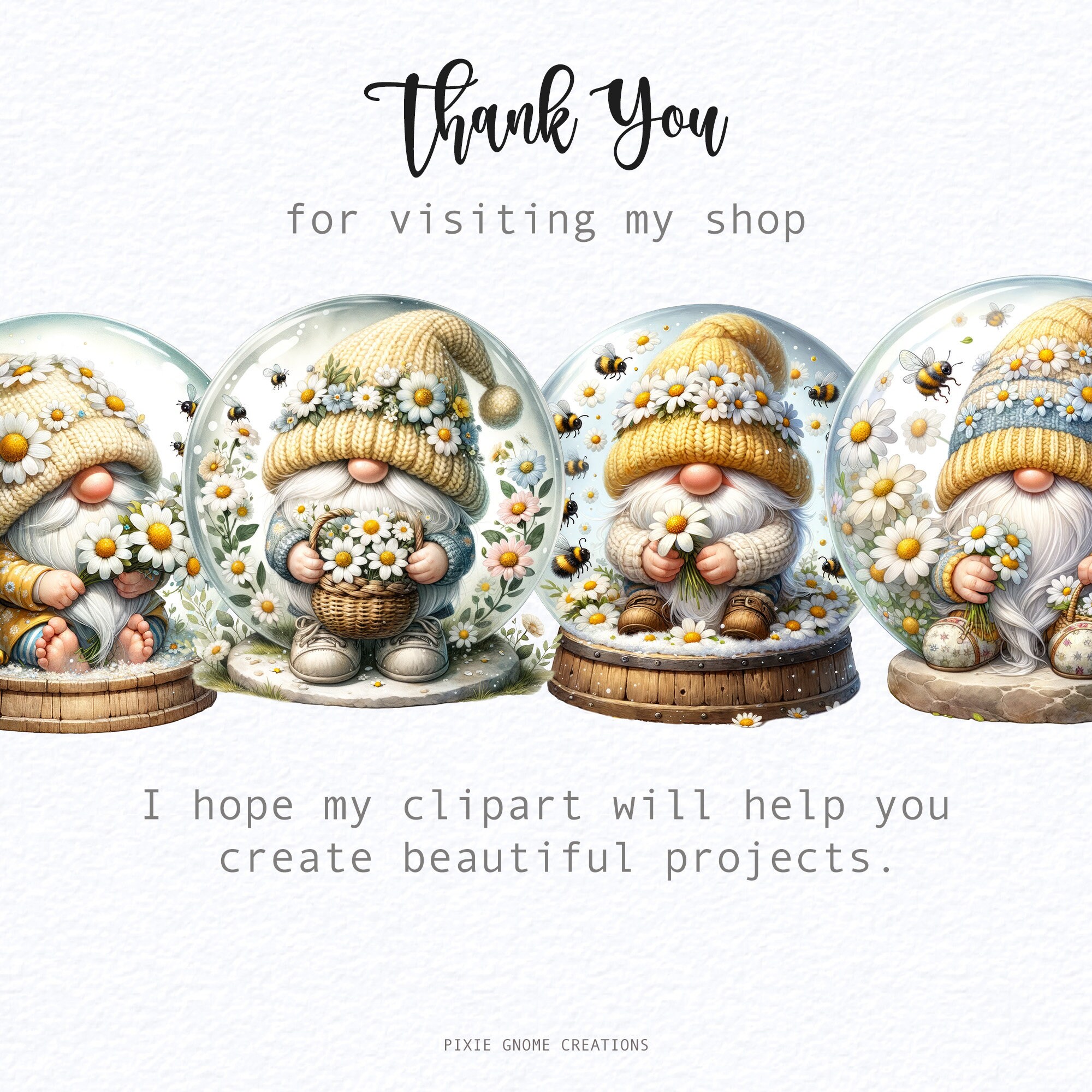 Watercolor Flower Bumble Bee Daysi Gnome Clipart Bundles, Sunflower ...