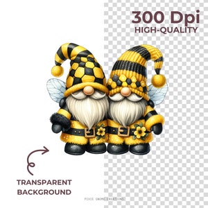 Watercolor Bumble Bee Gnomes Clipart Png, Honey Bee Gnomes PNG ...