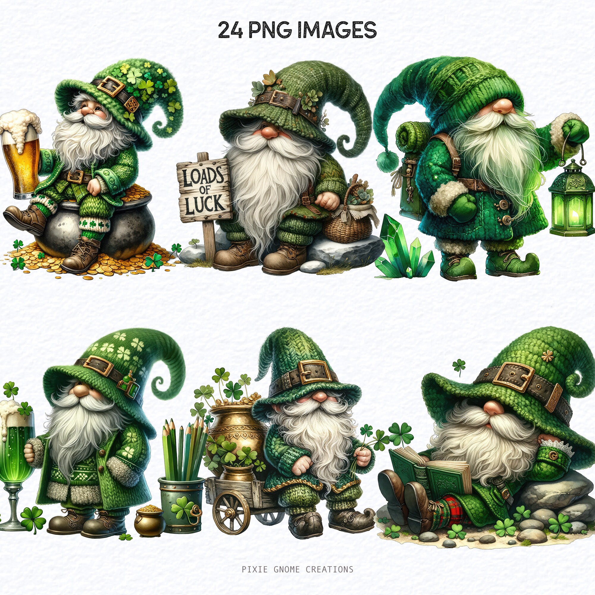 Watercolor St Patricks Day Gnomes Png, Cute Gnomes Clipart, Patrick Day ...