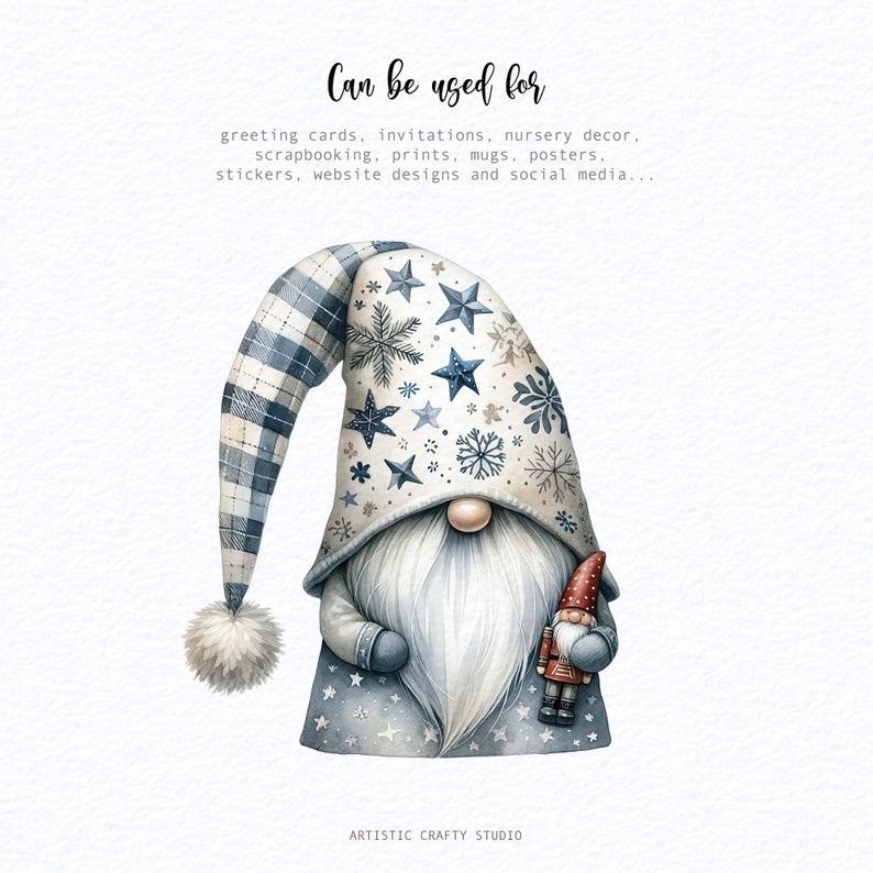 30 Watercolor Gnome Bundle Png, Watercolor White Christmas Gnomes ...