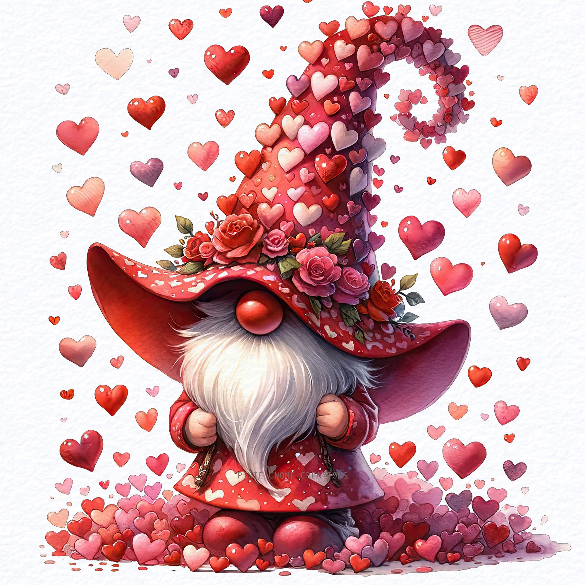 Watercolor Valentines Gnomes Clipart, Valentines Day Clipart Bundle ...