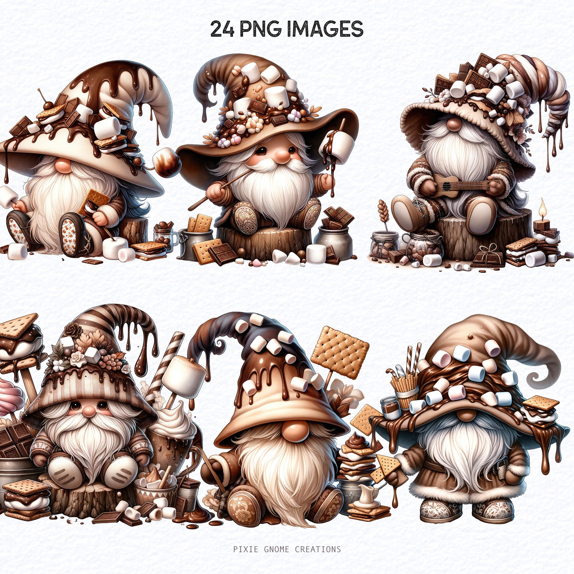 Watercolor Smores Gnome Clipart Bundle Png, Let's Get Toasted, Camping ...
