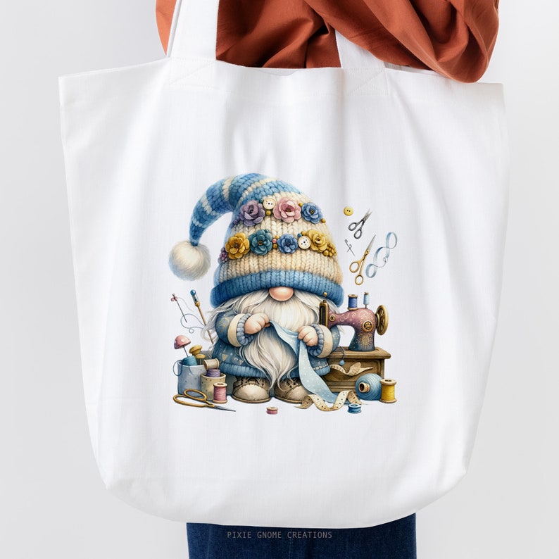 Watercolor Sewing Gnome Clipart PNG Bundle, Sewing Machine, Quilt ...