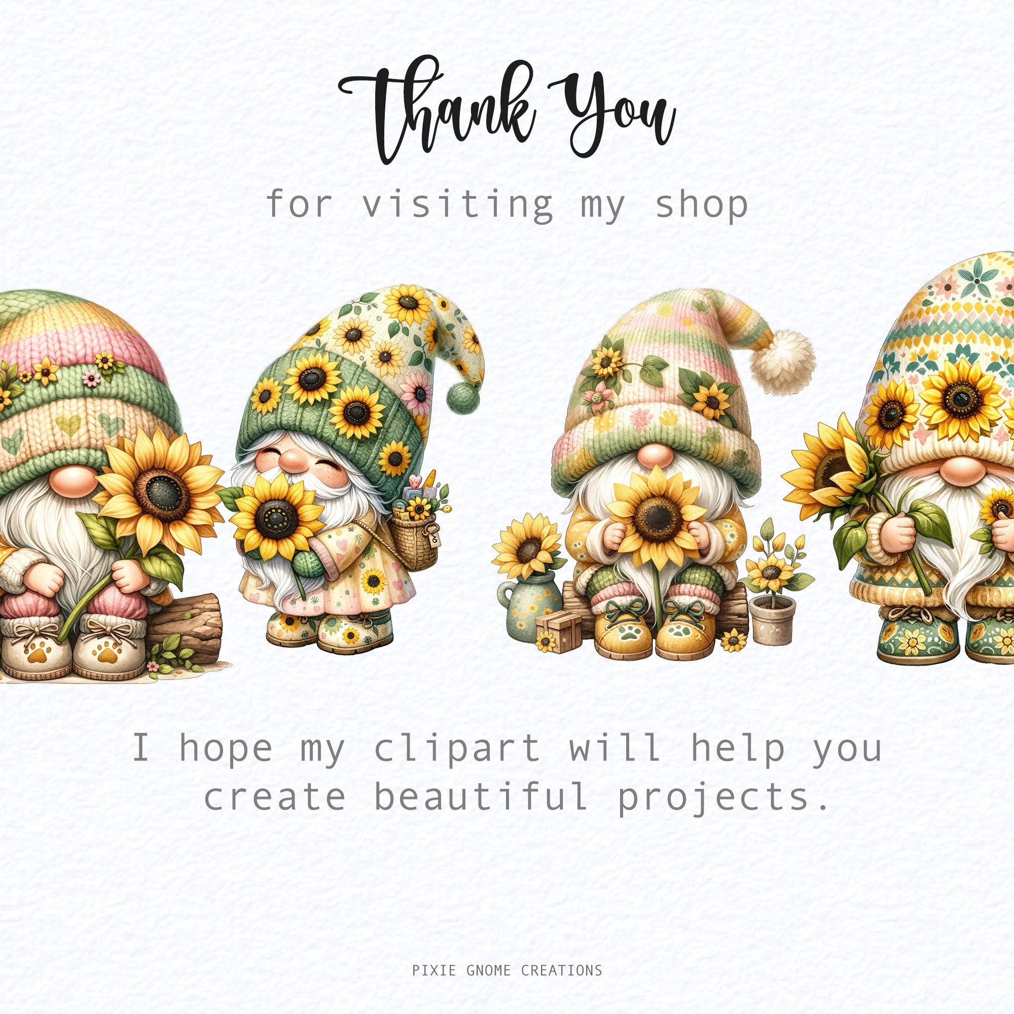 Watercolor Sunflowers Gnome Clipart Bundle Png, Garden Clipart, Spring ...
