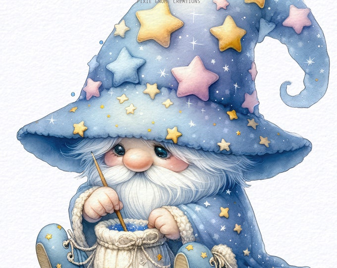 Whimsical Wizard Gnome Watercolor Clipart | Set of 10 | High Quality ...