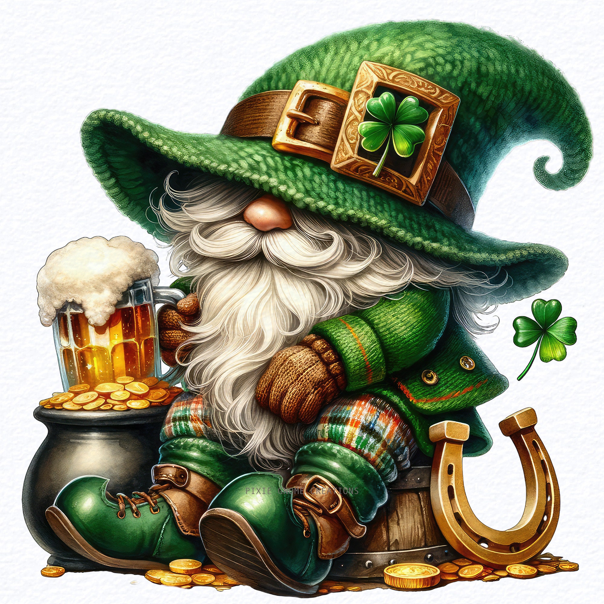 Watercolor St Patricks Day Gnomes Png, Cute Gnomes Clipart, Patrick Day ...