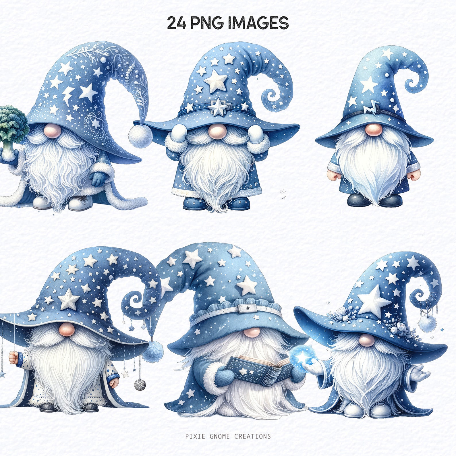Watercolor Wizard Magic Gnome Clipart PNG Bundle, Fantasy Clipart ...