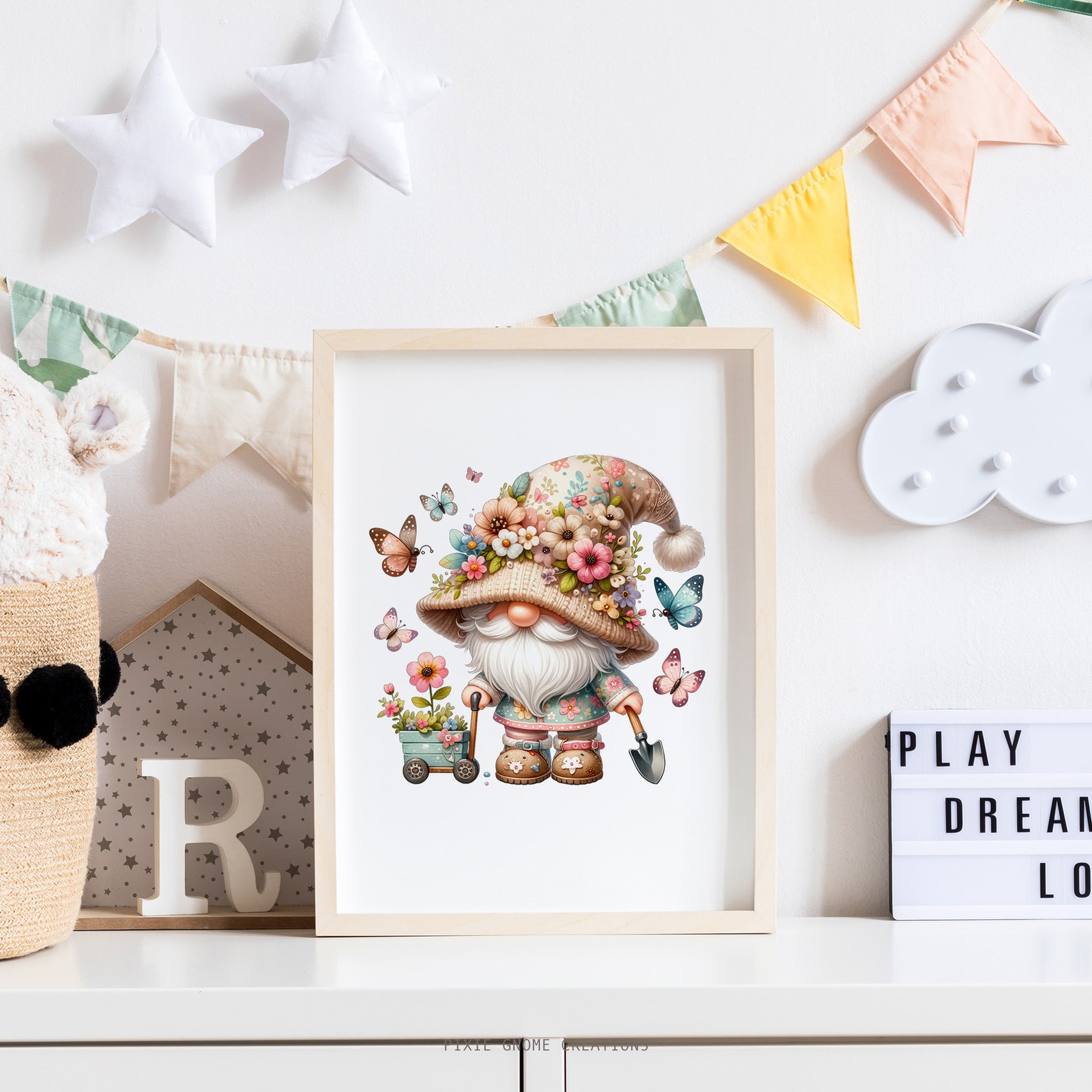 Watercolor Garden Gnome Clipart PNG Clipart Bundle, Gnome With Flowers ...