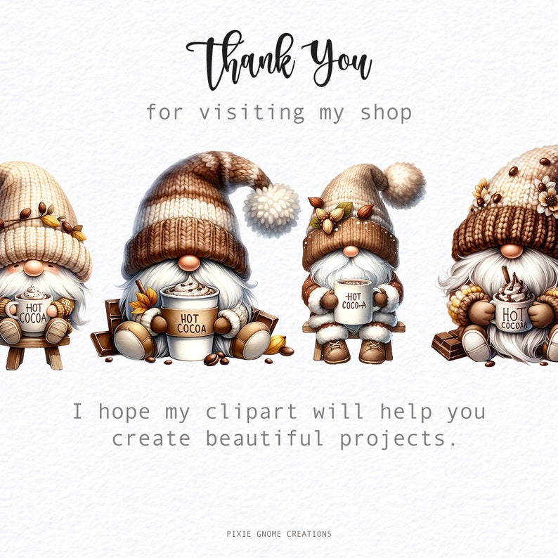 Watercolor Hot Cocoa Gnome Clipart Bundle Png, Cute Gnomes Clipart ...