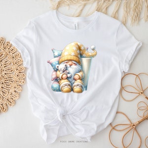 Watercolor Pastel Pijamas Gnome Clipart PNG Bundle, Cute Bed Time ...