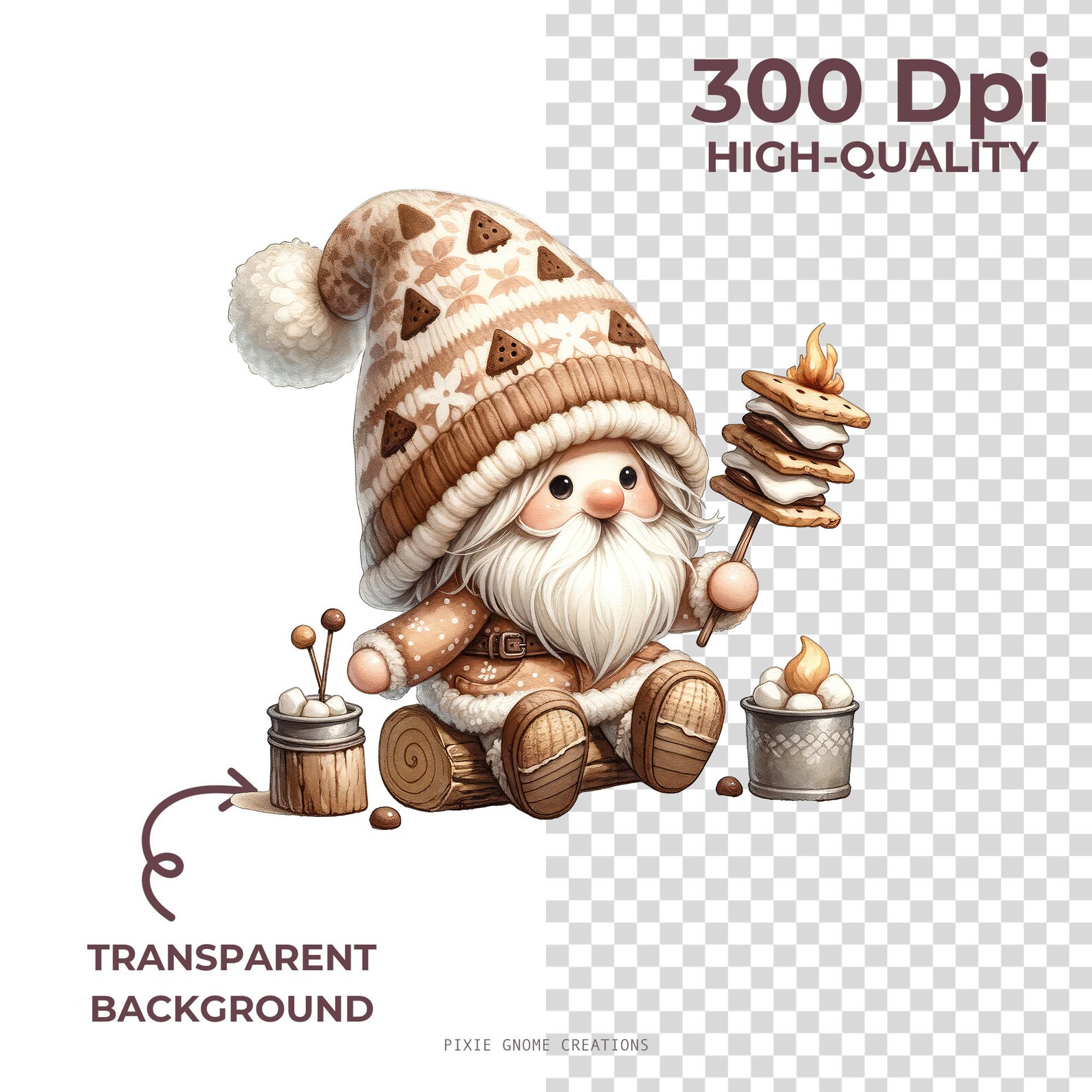Watercolor Smores Gnome Clipart Bundle Png, Let's Get Toasted, Camping ...