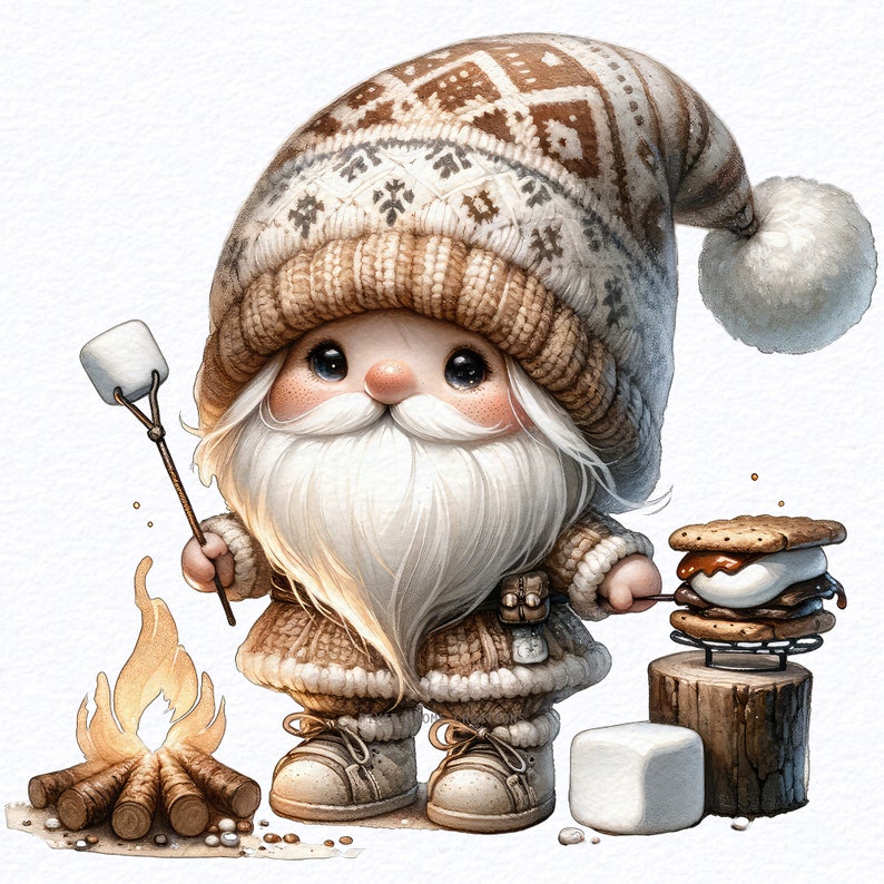 Watercolor Smores Gnome Clipart Bundle Png, Let's Get Toasted, Camping ...