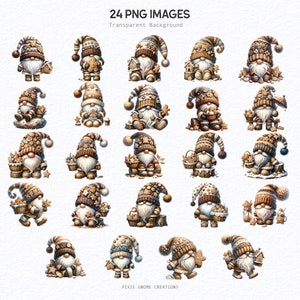 Watercolor Gingerbread Cookie Gnome Clipart PNG Bundle, Gingerbread Man ...