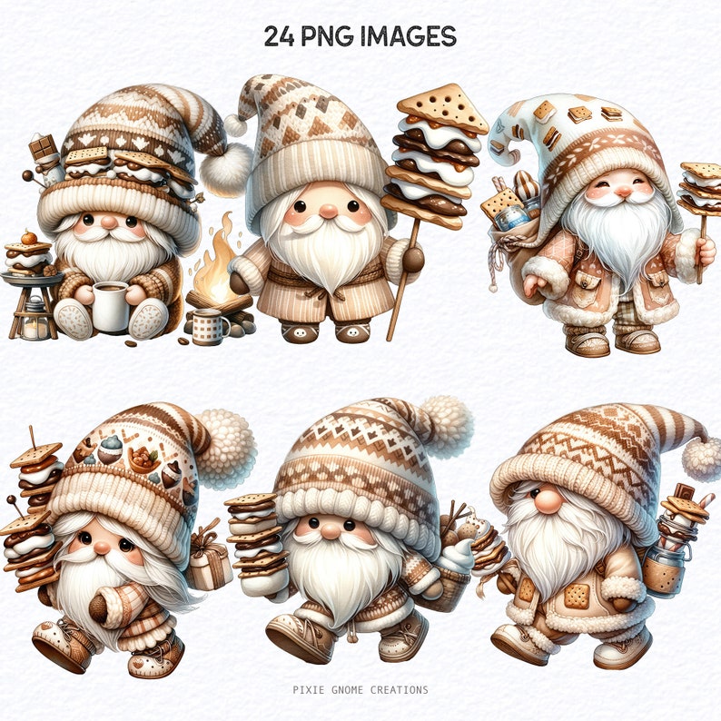 Watercolor Smores Gnome Clipart Bundle Png, Let's Get Toasted, Camping ...