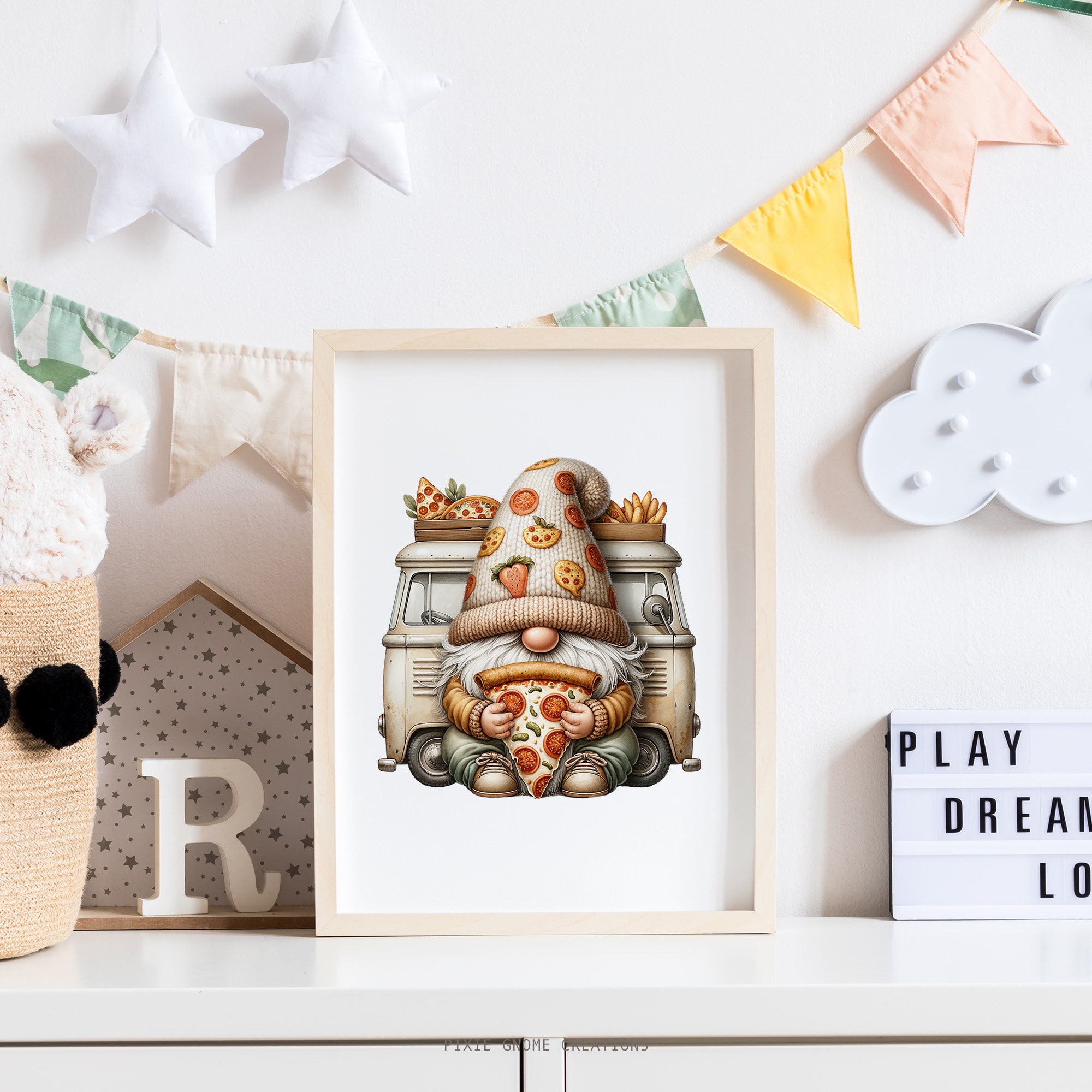 Watercolor Pizza Gnome Clipart PNG Bundle, Papa Pizza Gnome, Pizza ...