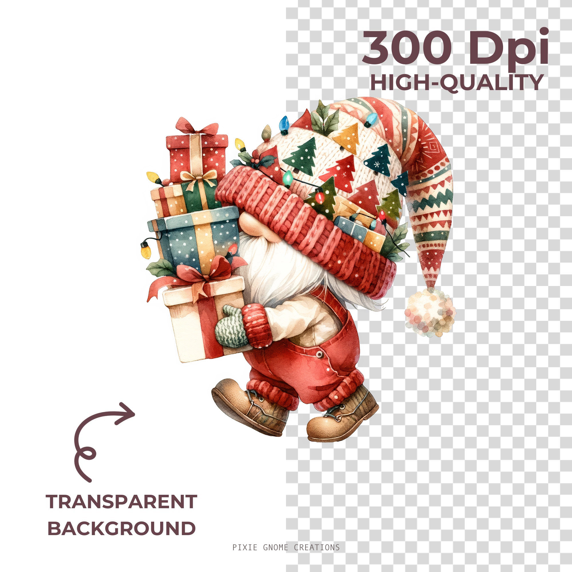 Watercolor Christmas Gnome Clipart PNG Bundle, Gingerbread Man ...