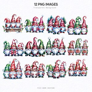 Watercolor Christmas Gnome Clipart PNG Bundle, Santa Claus Christmas ...