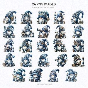 Watercolor Lighthouse Gnome Clipart Bundle Png, Nautical Gnome ...